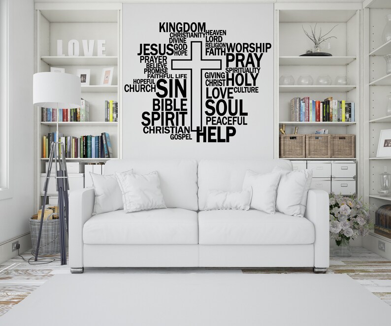 Christian Wall Words, Jesus Word Cloud, Religious Wall Sign, Church ...