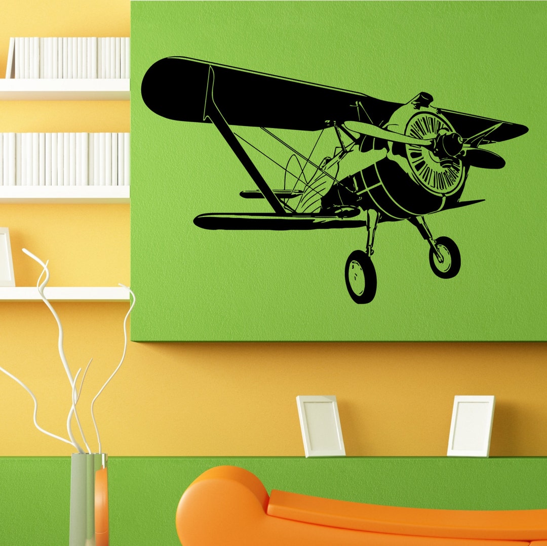 Air Plane Crop Duster Old School Aviation Design Wall Sticker Vinyl ...