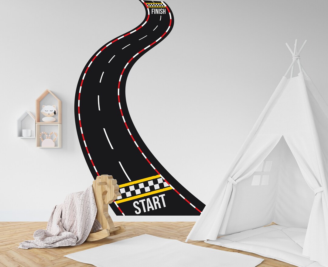 Large Racing Car Tire Checkered Flags Wall Decal Wheel F1 Decal ...