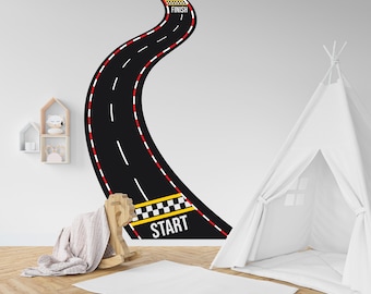 Racing Stripes Wall Decal Racing Tire Checkered Wall Decal Wheel Tire ...