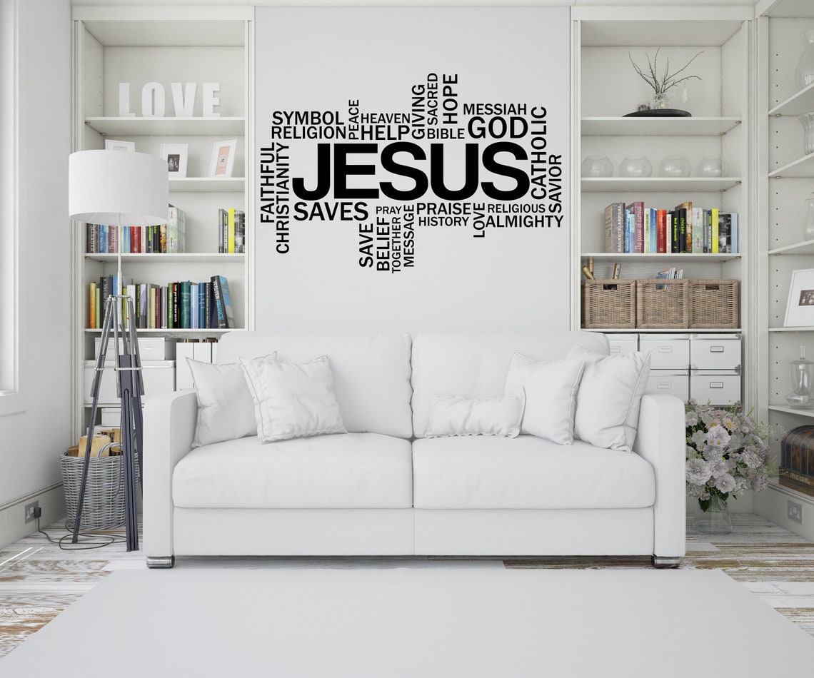 Jesus Word Cloud, Religious Wall Sign, Christian Wall Words, Church ...