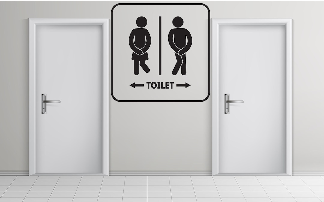 Bathroom Sign Decal, Business Bathroom Door Decal, Toilett Restroom ...