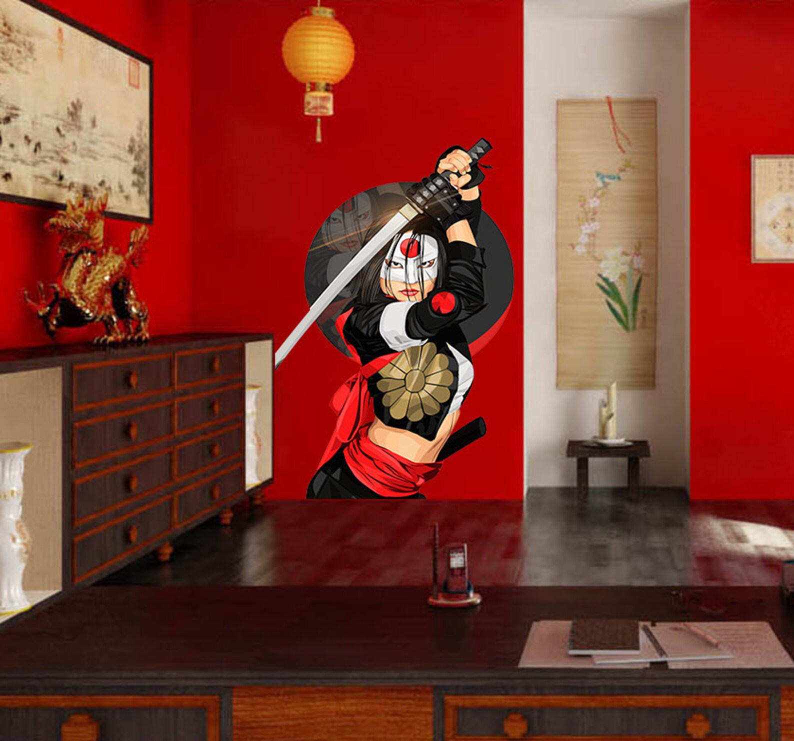Japanese Samurai Girl Decal, Japanese Samurai Girl Sticker, Japanese ...