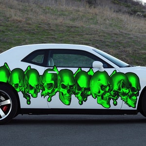 3D Skulls Car Sticker, Skulls Tribal Car Wrap, Skulls Car Decal, 3D ...