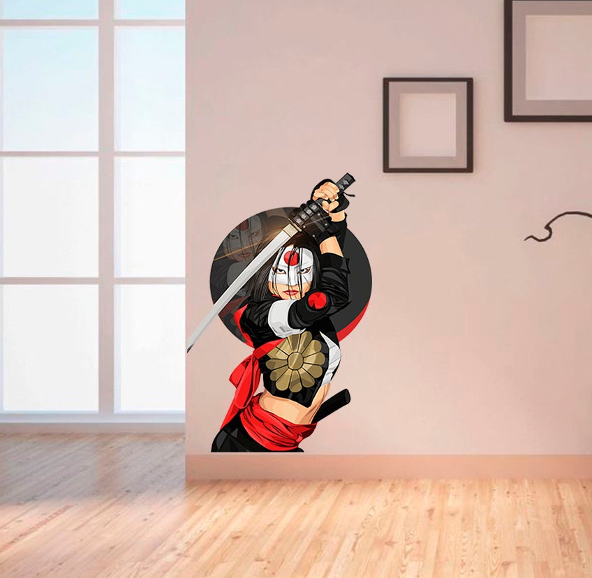 Japanese Samurai Girl Decal, Japanese Samurai Girl Sticker, Japanese ...