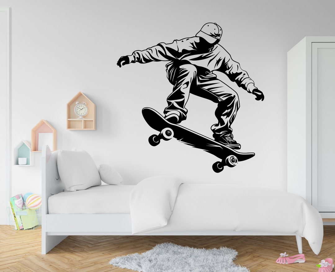 Wall Decal Skateboarder Skate Wall Art Stickers Skateboard Decals ...