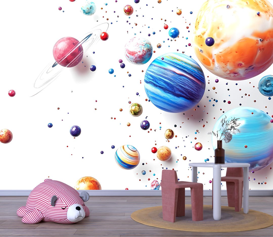 Planets 3D Wallpaper, Space Theme Wallpaper, Planets With Vibrant ...