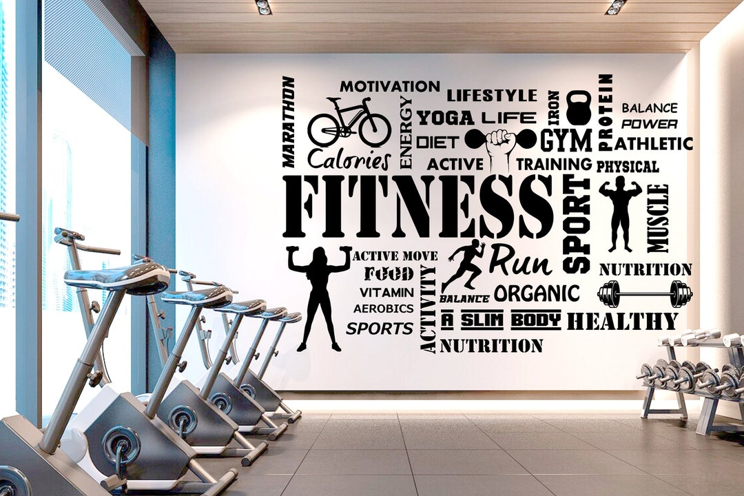 Fitness Vinyl Gym Wall Decal, Inspirational Words, Gym Decal, Fitness ...