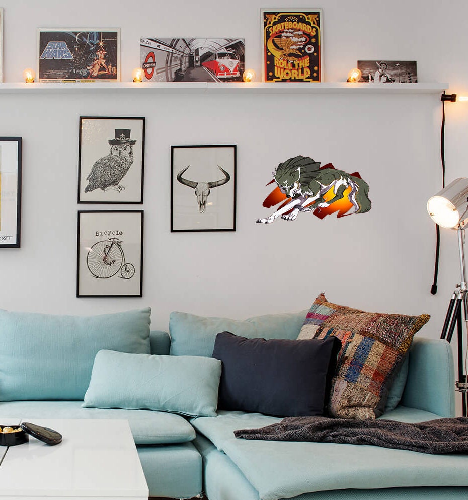 Anime Wolf Decal Anime Wolf Sticker Anime Wolf Wall Decor - Etsy