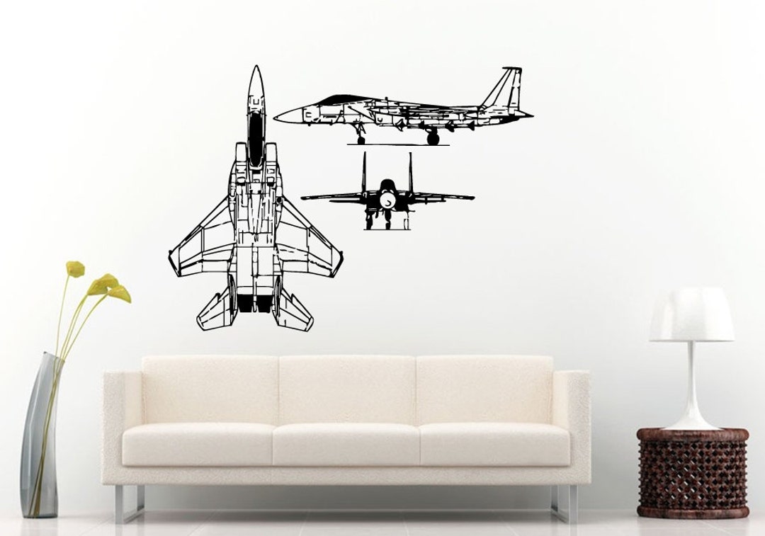 Air Force Navy Fighter Fighting Jet Airplane Wall Decal Vinyl Sticker ...