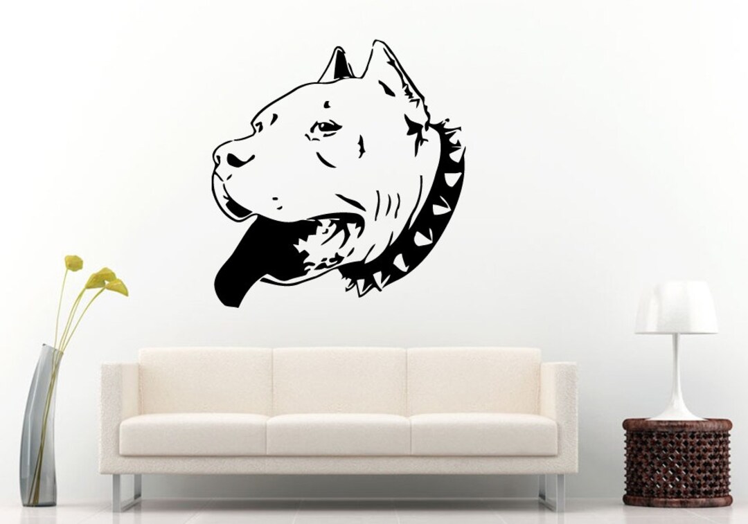 Pitbull Pit-bull Head Fighting Dog Animal Best Friend Wall Decal Vinyl ...