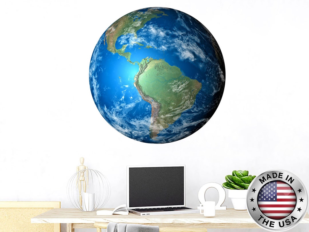 3D Planet Earth Wall Decal. Map Vinyl Sticker Murals. Planet Earth ...