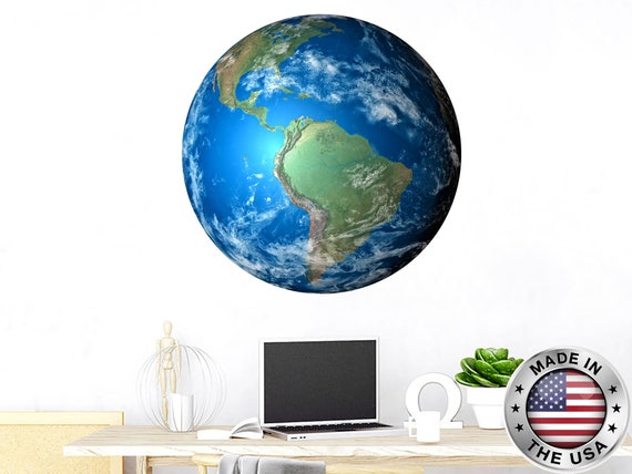 3D Planet Earth Wall Decal. Map Vinyl Sticker Murals. Planet - Etsy