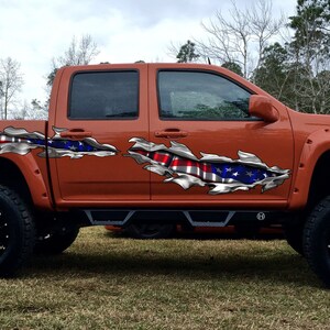 US Pride Car Vinyl Decal, USA Flag Full Color Car Side Graphics, 3D US ...