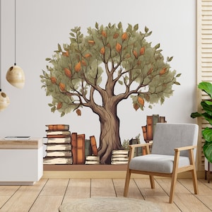 Library Tree Wall Art Decal, Library Wall Decal, Education Decals, Kids ...