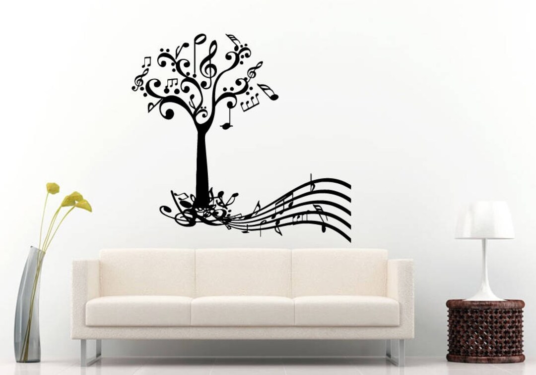 Music Tree Notes Nature Treble Clef Wall Sticker Decal Vinyl Mural ...