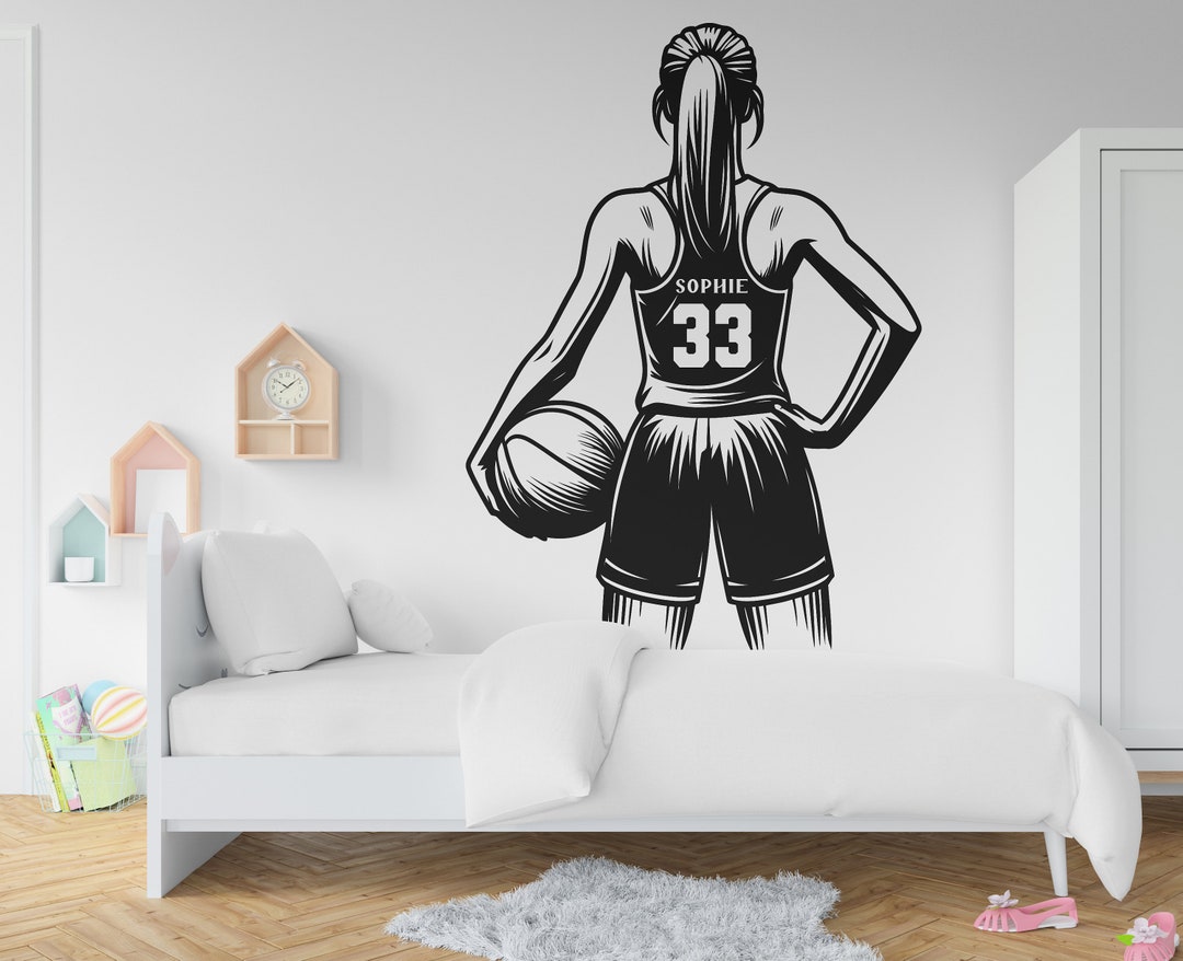Large Custom Name Basketball Girl Wall Decal Sport Wall Decal Kids ...