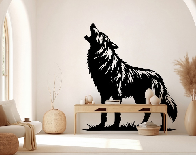WOLF Vinyl Decal, Wolf Silhouette, Wolf Sticker, Howling Wolf, Laptop ...