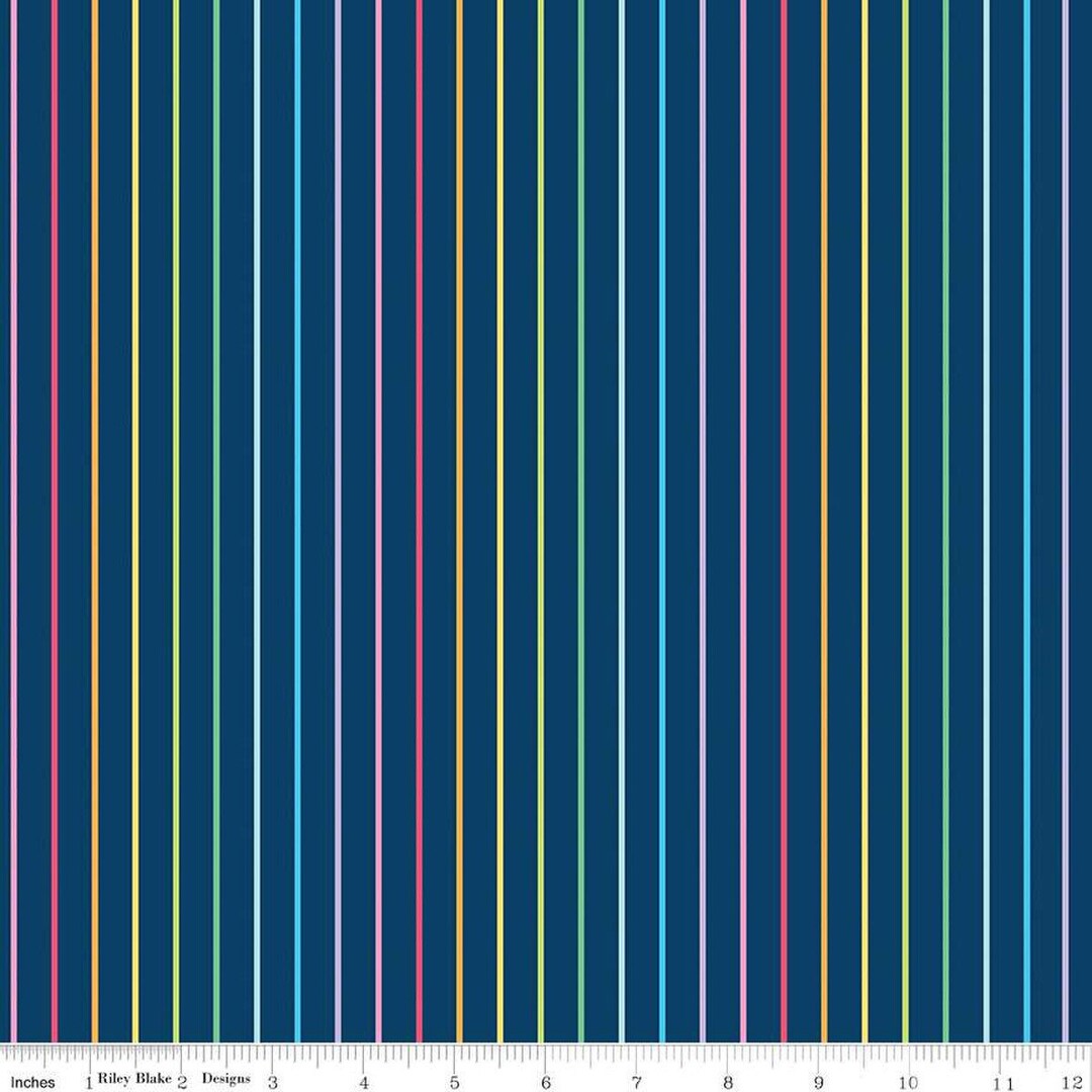 Sunshine Blvd Stripes on Navy by Amber Kemp-gerstel for Riley Blake Designs - Etsy