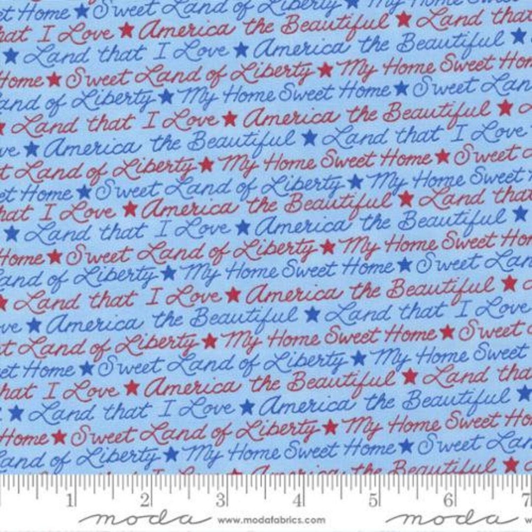 All American Patriotic Sayings in Sky Blue - 1/2 Yard Increments, Cut ...