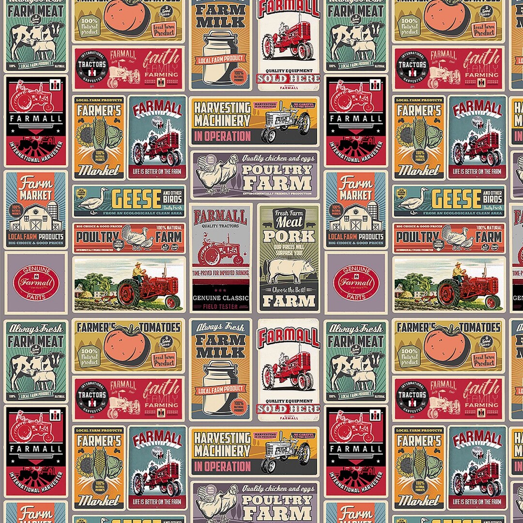 Farmall Farm to Table Vintage Posters Fabric - Etsy