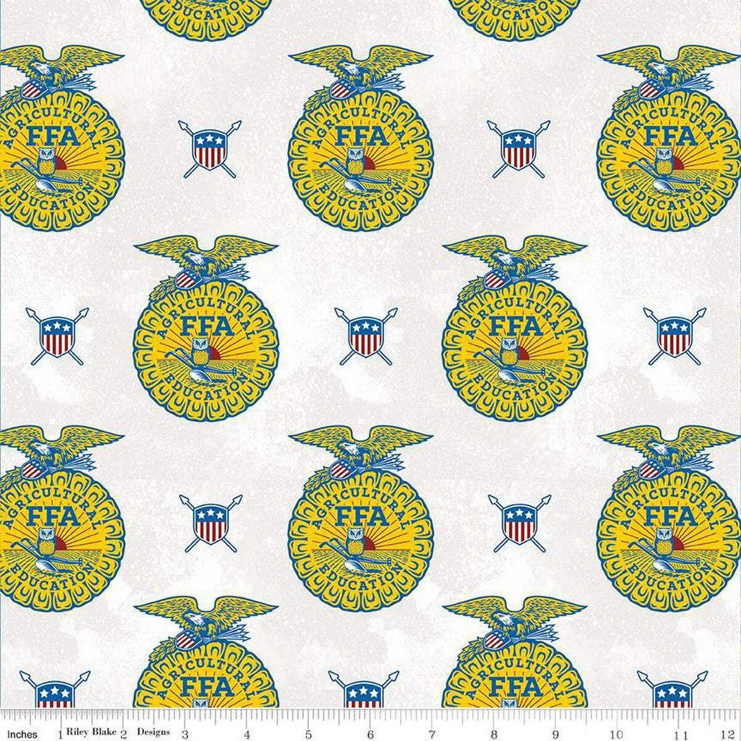 FFA Forever Blue Refreshed FFA Emblems in off White by Riley Blake ...