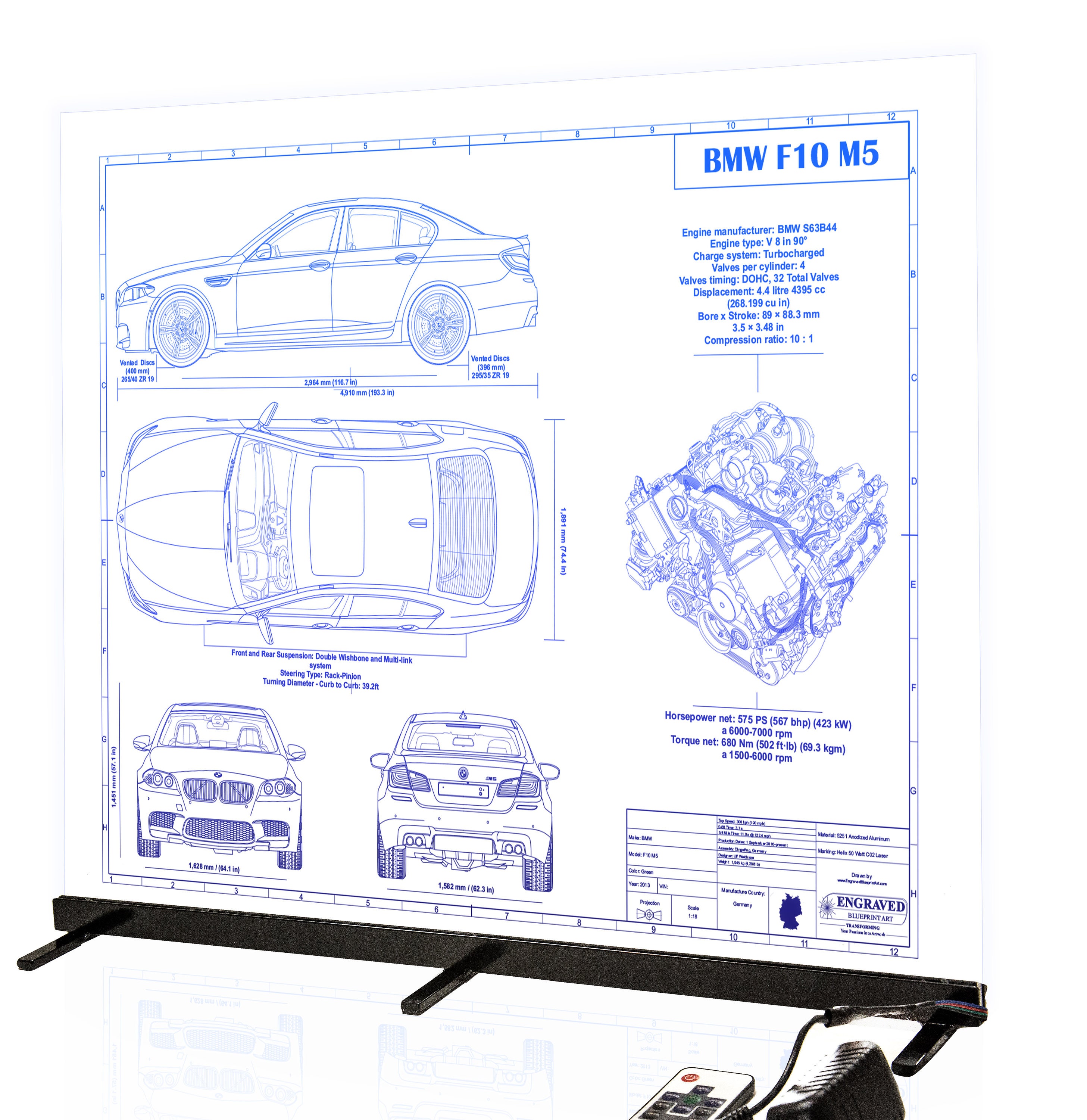 BMW F10 M5 Laser Engraved Wall Art Poster. Blueprint Sign - Etsy UK