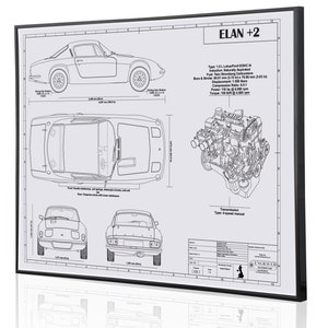Lotus Elan 2 Blueprint Laser Engraved Wall Art Poster. Engraved on ...
