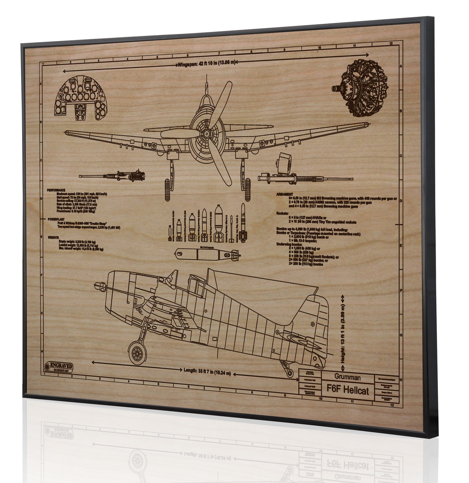 Grumman F6F Hellcat Personalized Laser Engraved Wall Art - Etsy