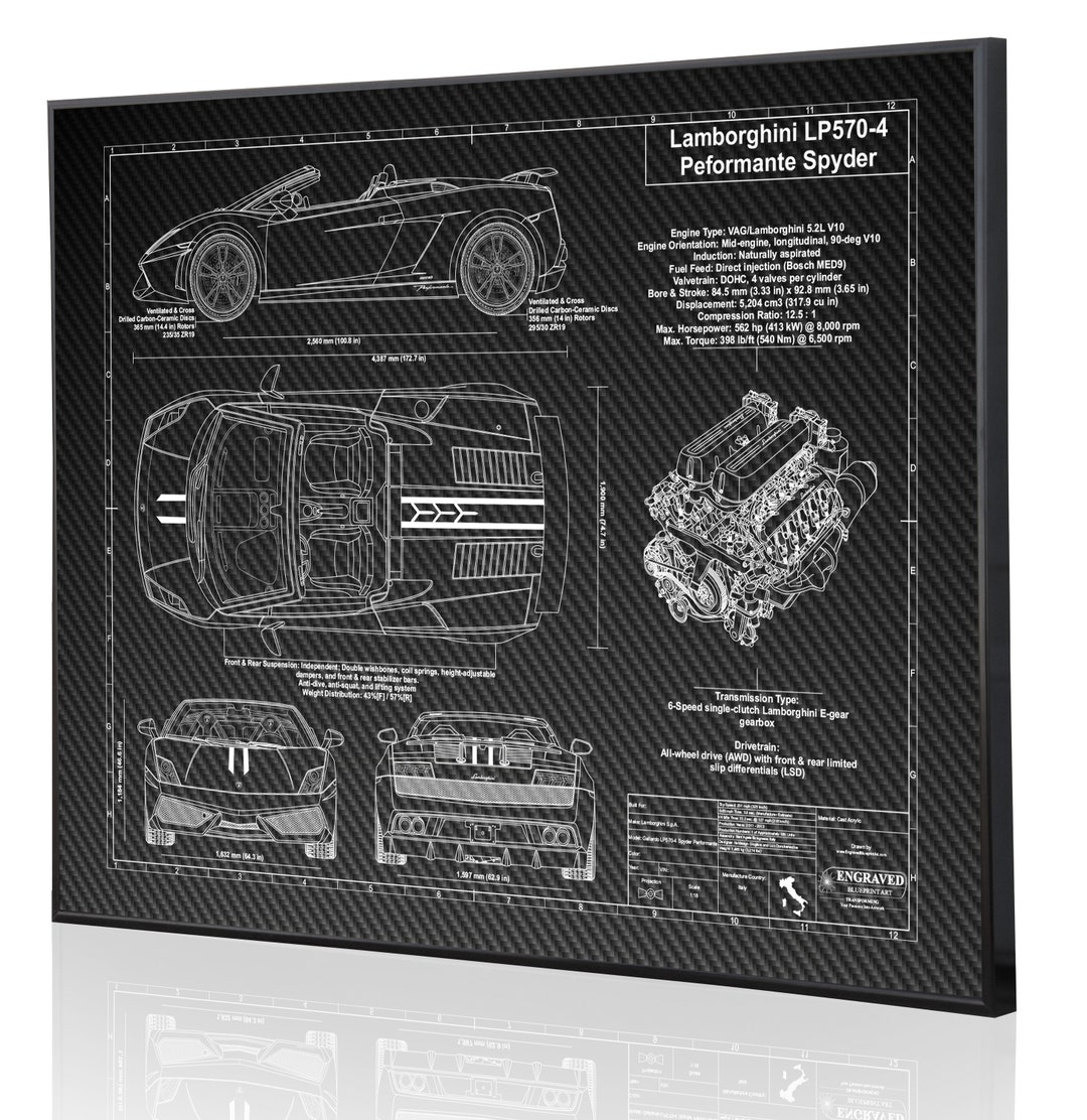 Lamborghini Gallardo LP570-4 Performante Spyder: Laser Engraved Wall ...