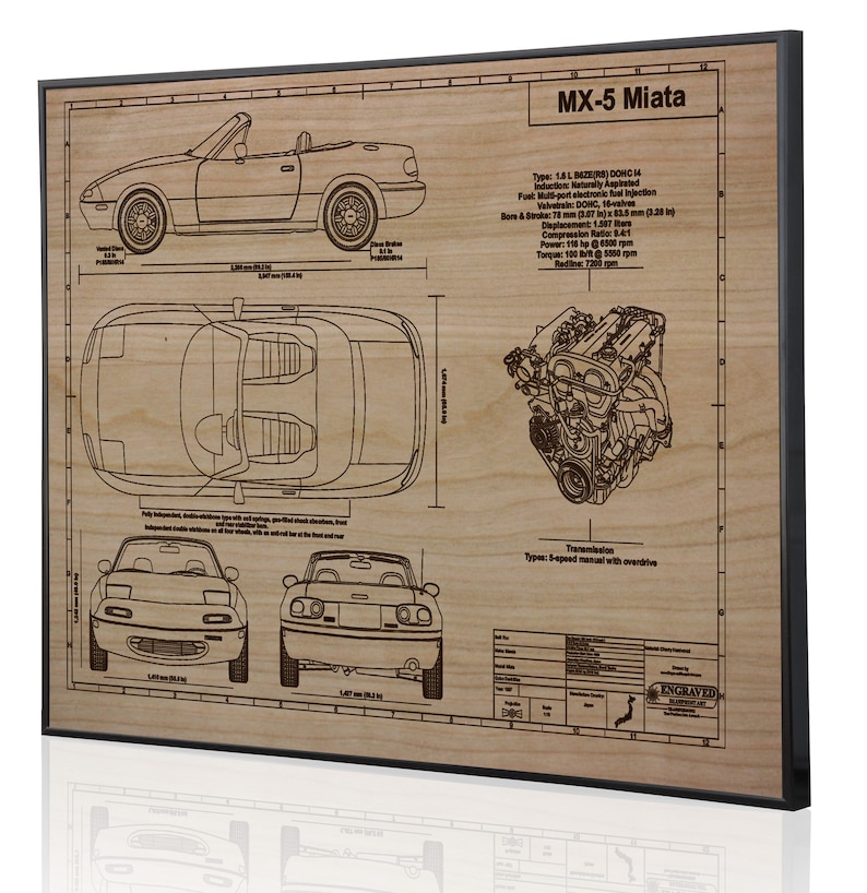 Mazda MX-5 Miata 1st Generation Personalized Laser Engraved - Etsy