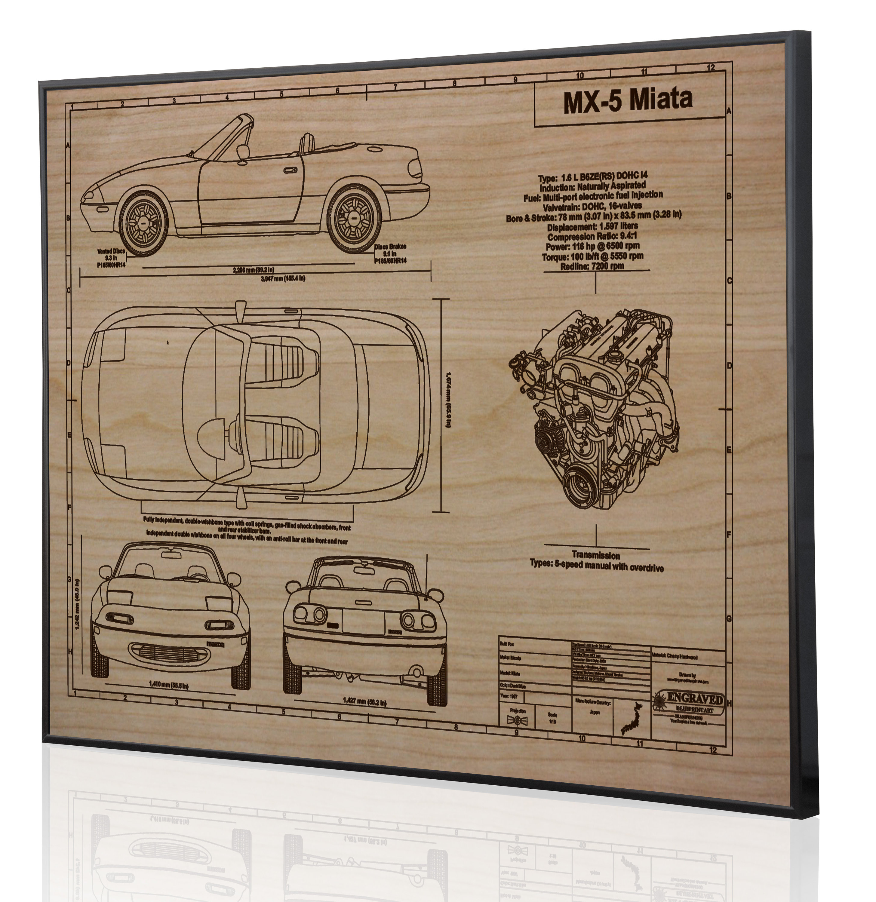Mazda MX-5 Miata 1st Generation Personalized Laser Engraved - Etsy