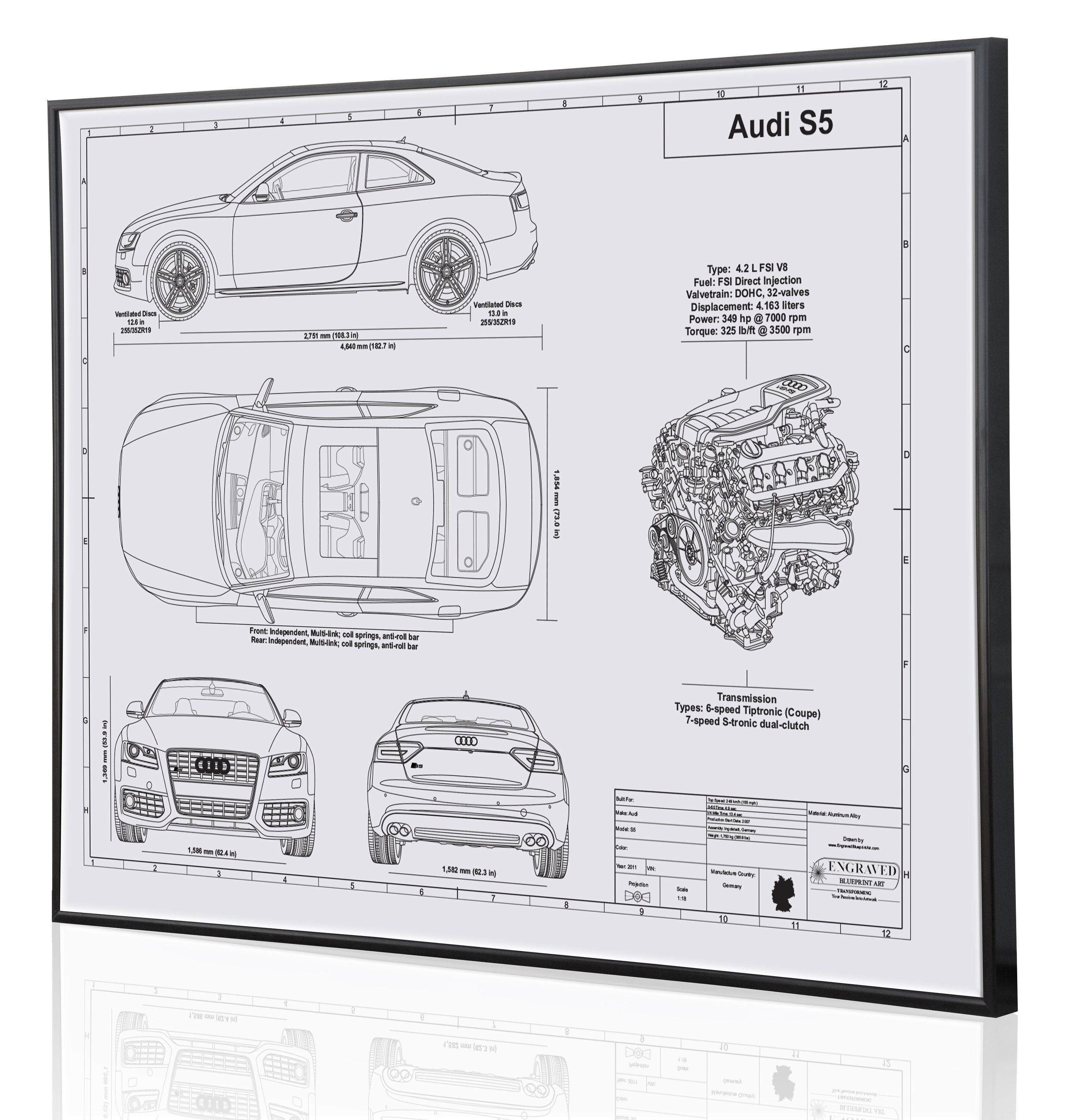 Audi S5 Laser Engraved Wall Art. Engraved on Metal Acrylic or - Etsy
