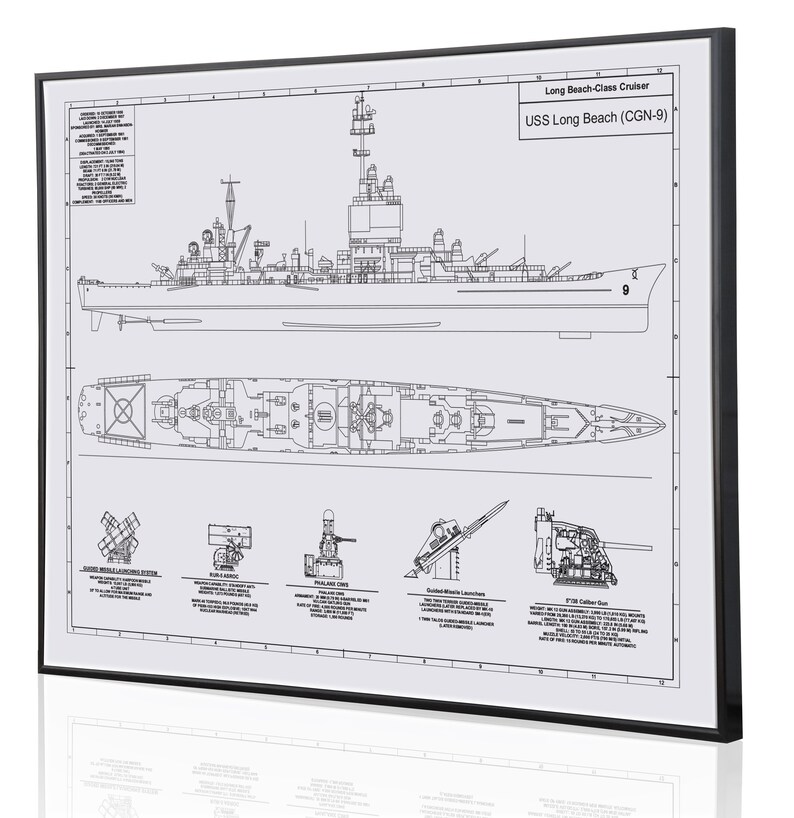 USS Long Beach CGN9 Laser Engraved Wall Art Metal Acrylic - Etsy