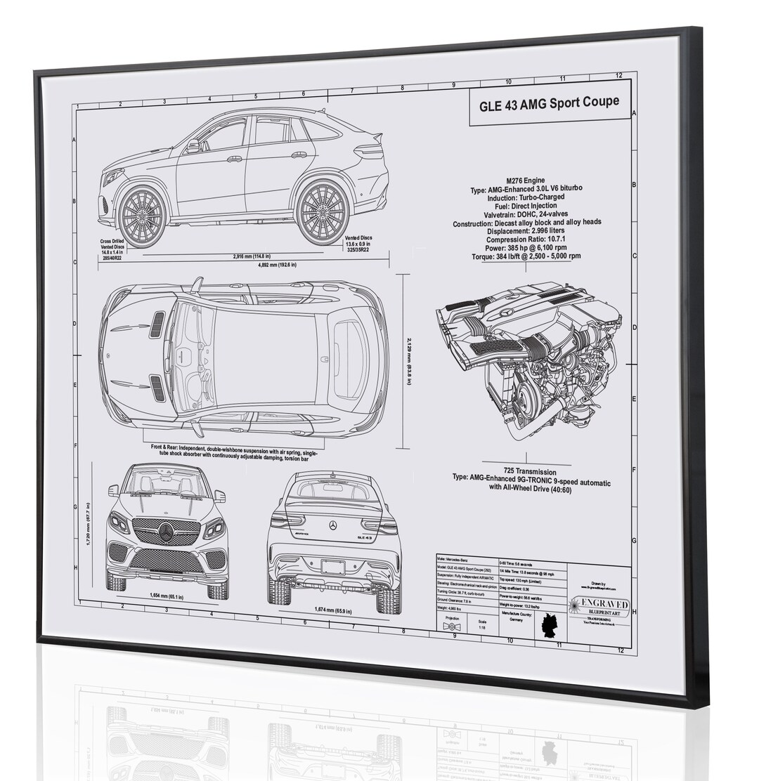 Mercedes-benz GLE 43 AMG Personalized Laser Engraved Wall Art. - Etsy