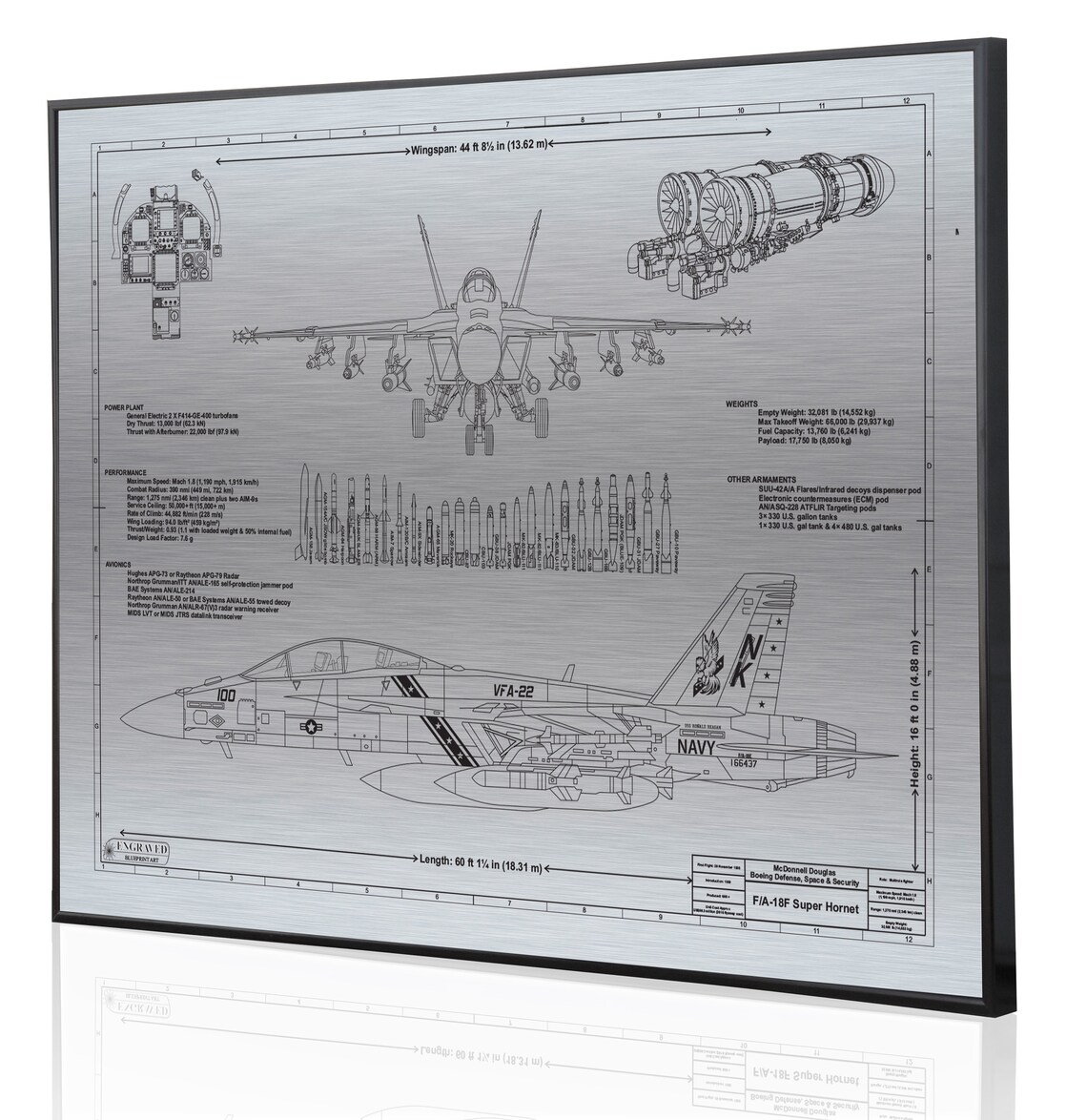 F/A-18F Personalized Laser Engraved Blueprint Artwork. Custom - Etsy