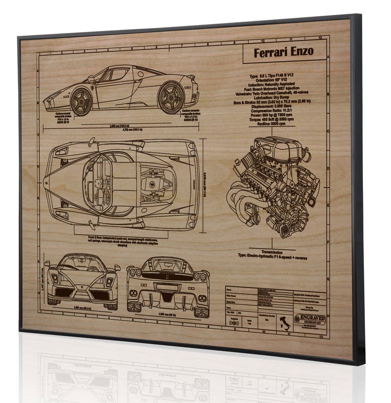 Ferrari Enzo Laser Engraved Wall Art Poster. Engraved on - Etsy