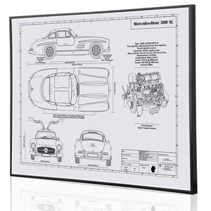 Mercedes-benz 300SL Coupe Laser Engraved Wall Art. Engraved on Metal ...