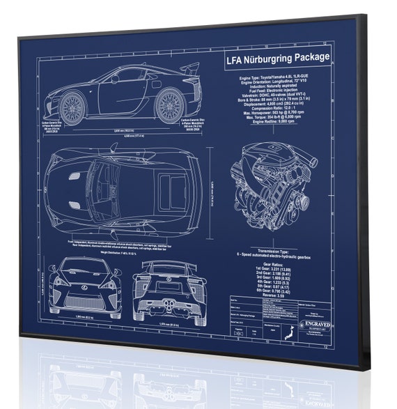 Lexus LFA Blueprint Laser Engraved Wall Art Poster. Engraved - Etsy ...