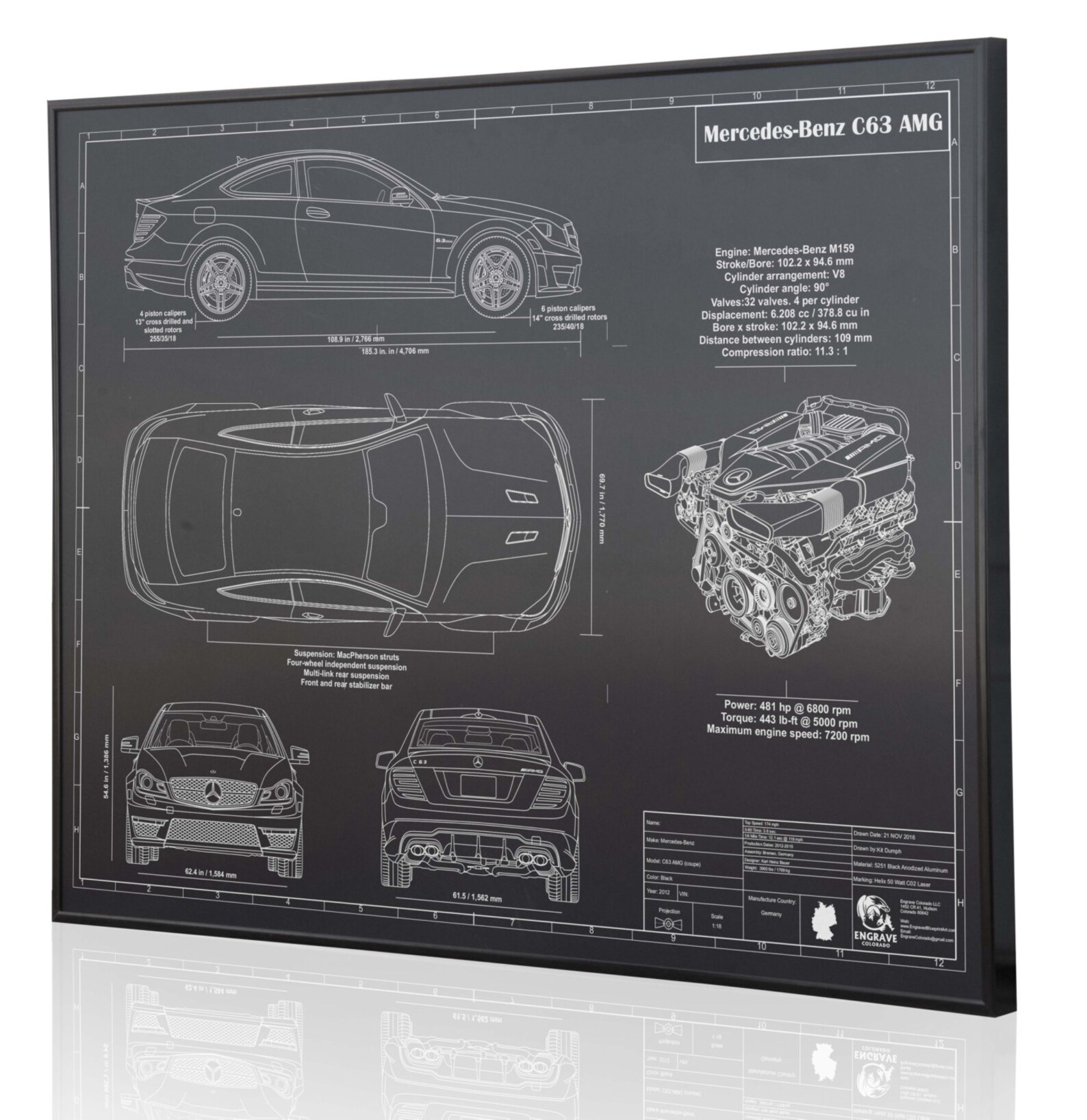 Mercedes-benz C63 AMG Laser Engraved Wall Art Poster. Engraved | Etsy