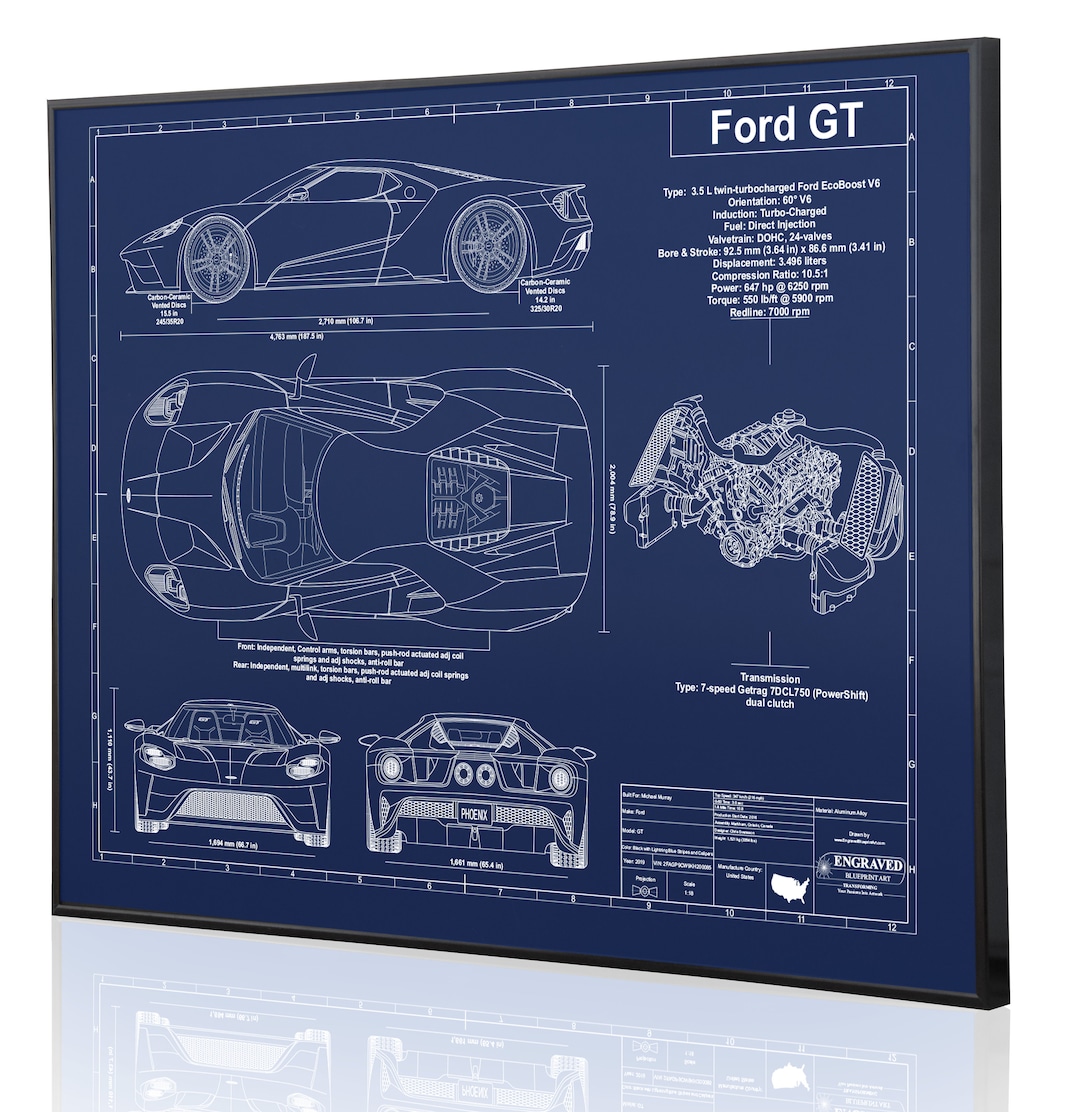 Ford GT 2017-22 Laser Engraved Wall Art. Engraved on Metal, Acrylic or ...