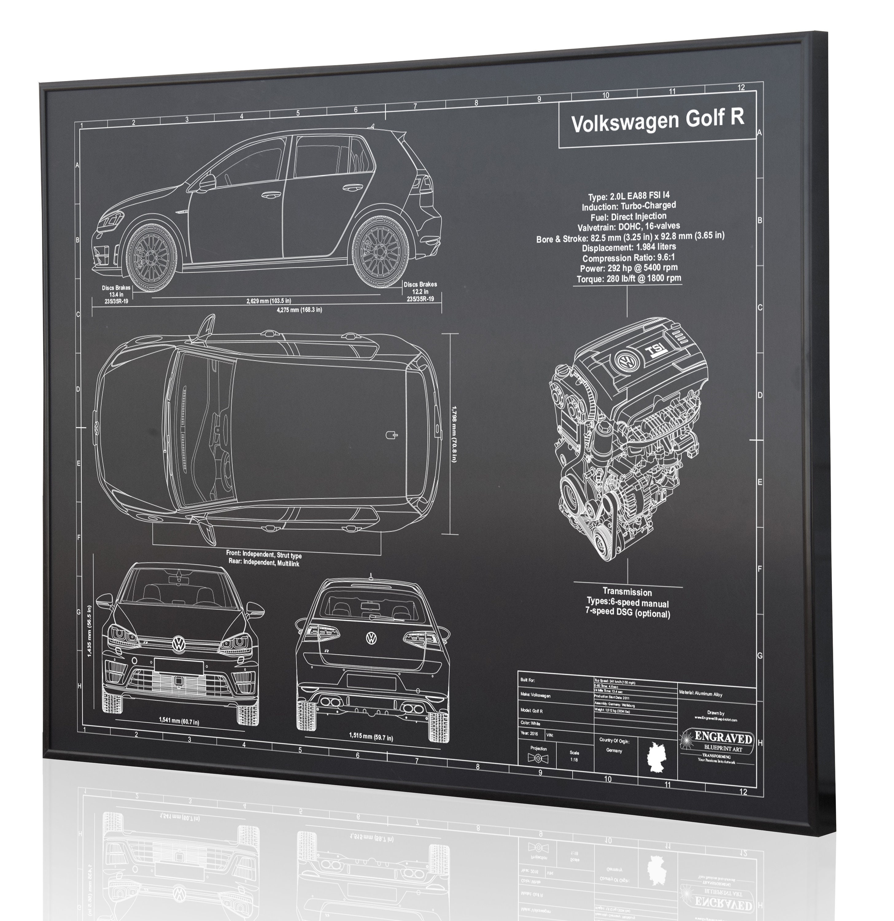 Volkswagen Golf R Personalized Laser Engraved Wall Art . - Etsy