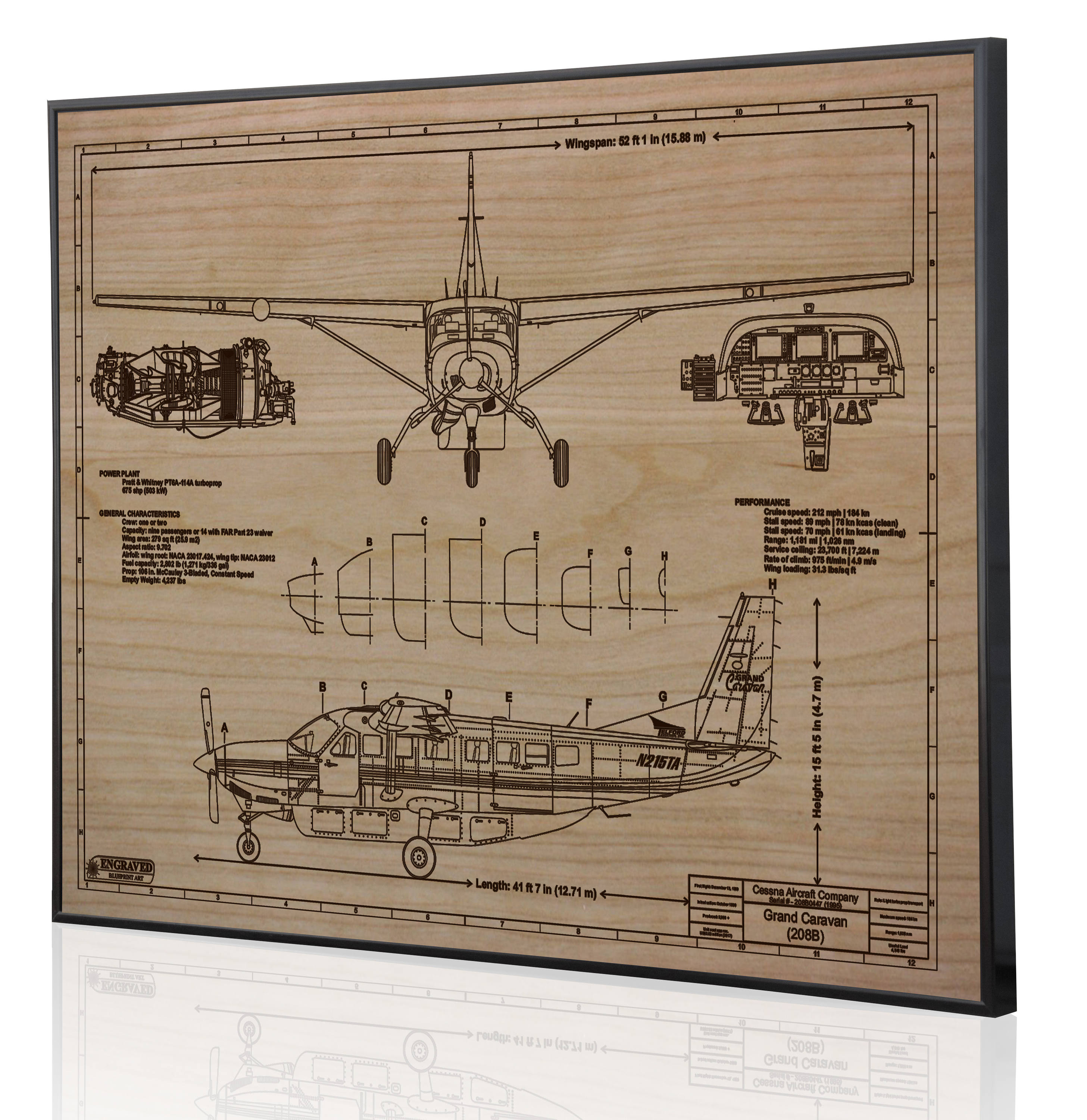 Cessna Grand Caravan 208B Personalized Engraved Blueprint - Etsy