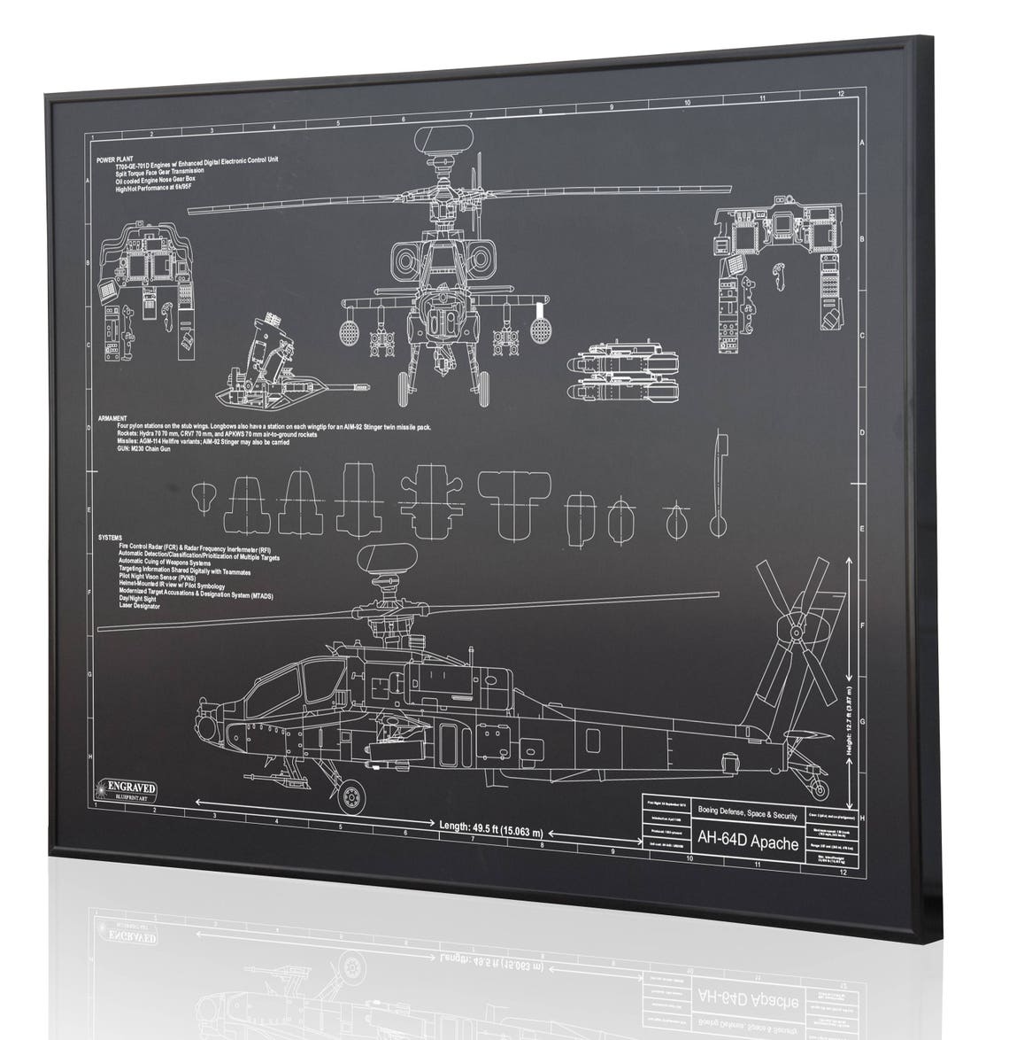 Boeing AH-64 Apache Laser Engraved Wall Art Poster. Engraved - Etsy