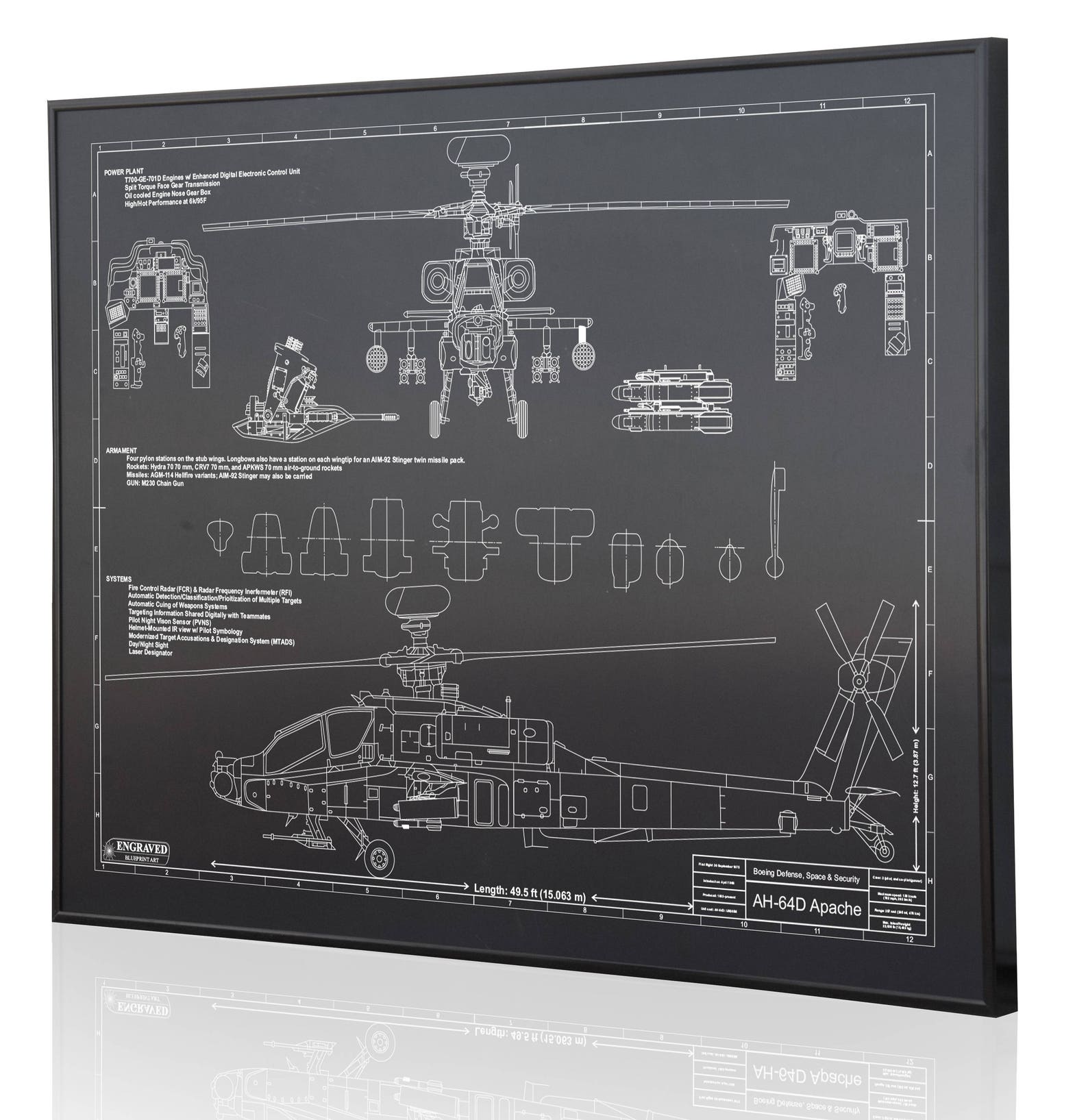 Boeing AH-64 Apache Laser Engraved Wall Art Poster. Engraved - Etsy