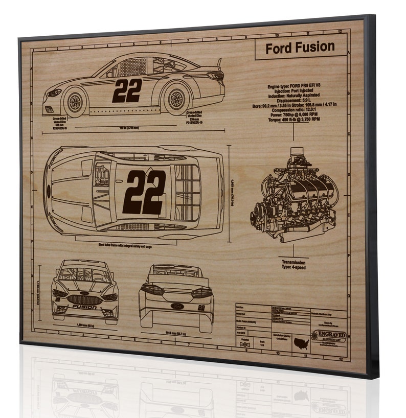 Ford Fusion NASCAR Laser Engraved Wall Art Poster. Engraved on - Etsy