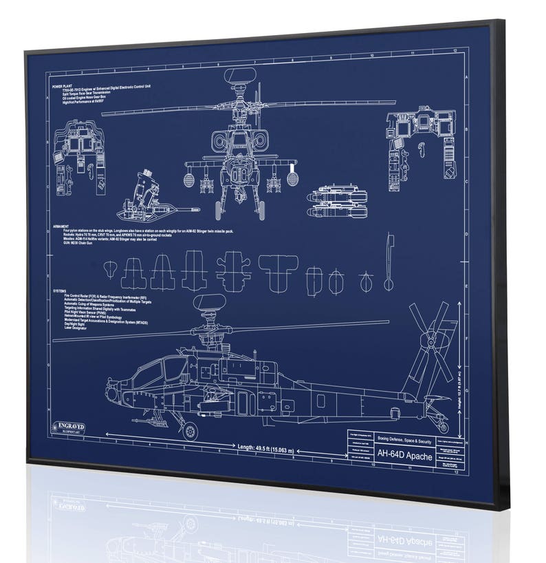 Boeing AH-64 Apache Laser Engraved Wall Art Poster. Engraved - Etsy