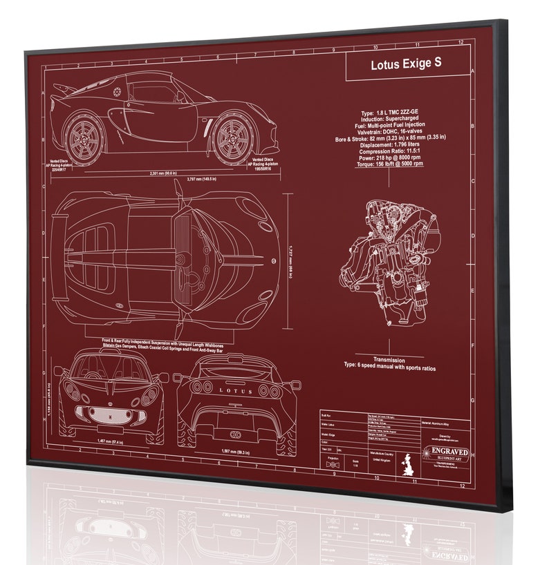 Lotus Exige S Blueprint Laser Engraved Wall Art Poster. - Etsy Lotus Exige S Blueprint Laser Engraved Wall Art Poster. - Etsy