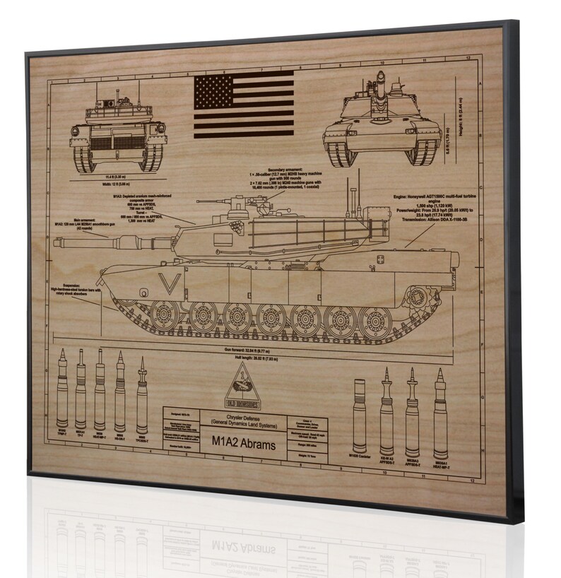 M1A2 Abrams Tank Laser Engraved Wall Art Poster. Engraved on - Etsy