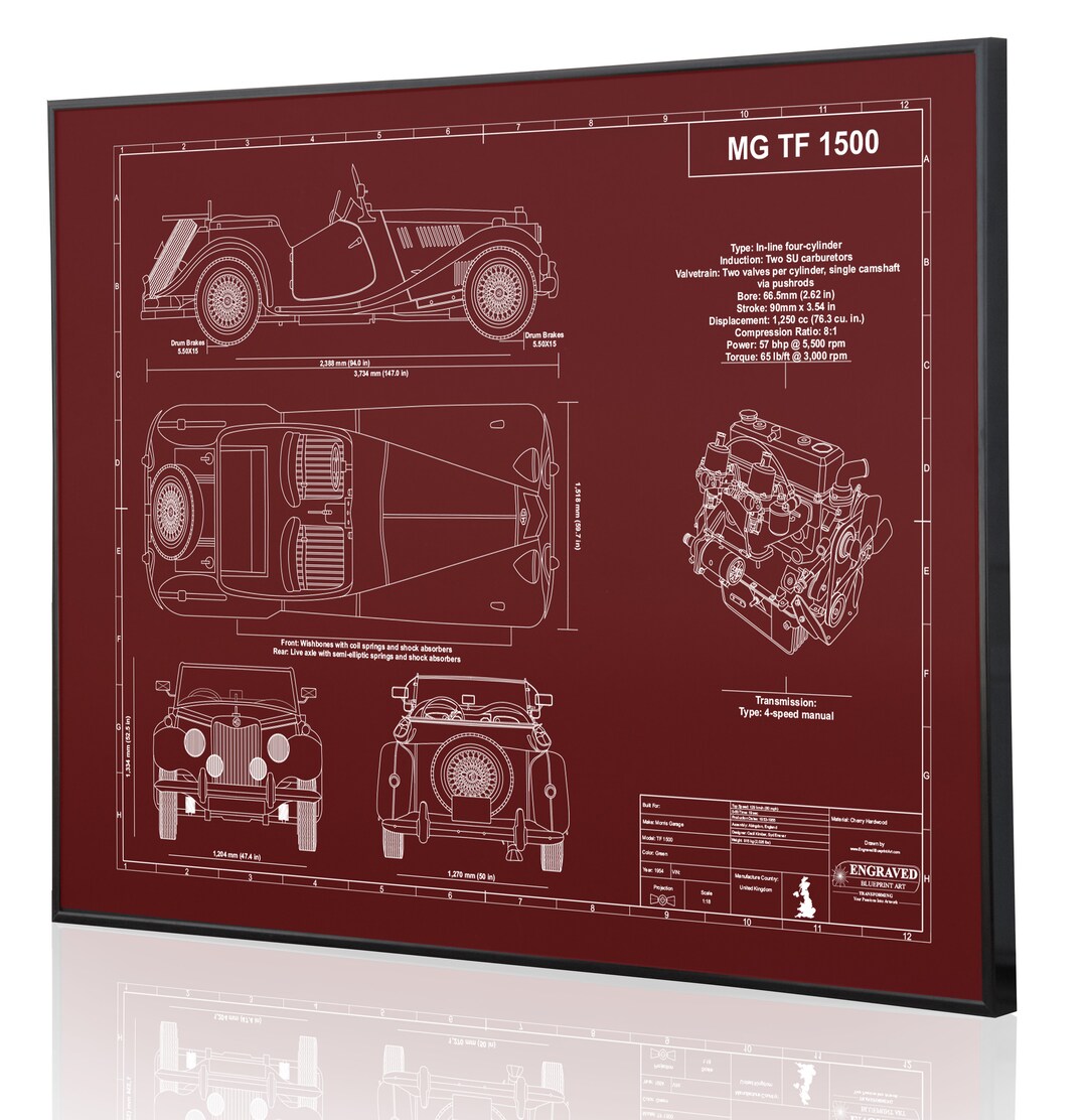 MG TF 1500 Laser Engraved & Personalized Wall Art. Engraved on Metal ...